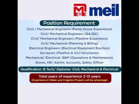 Walk-in Interview in Megha Engineering & Infrastructures Ltd. (MEIL- Group) on 7th Jan. 23 ...