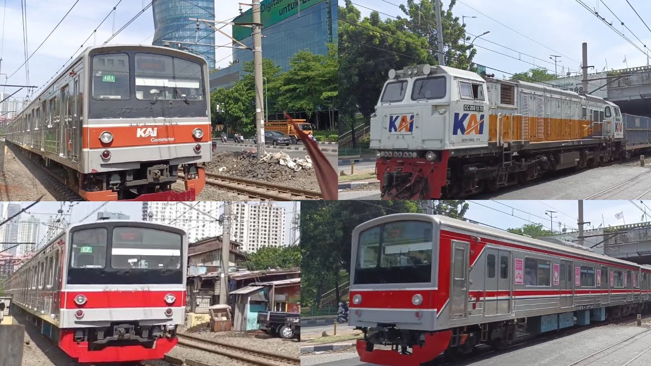 KOMPILASI KERETA API COMMUTER LINE DAN BARANG PETI KEMAS BATU-BARA DARI ...