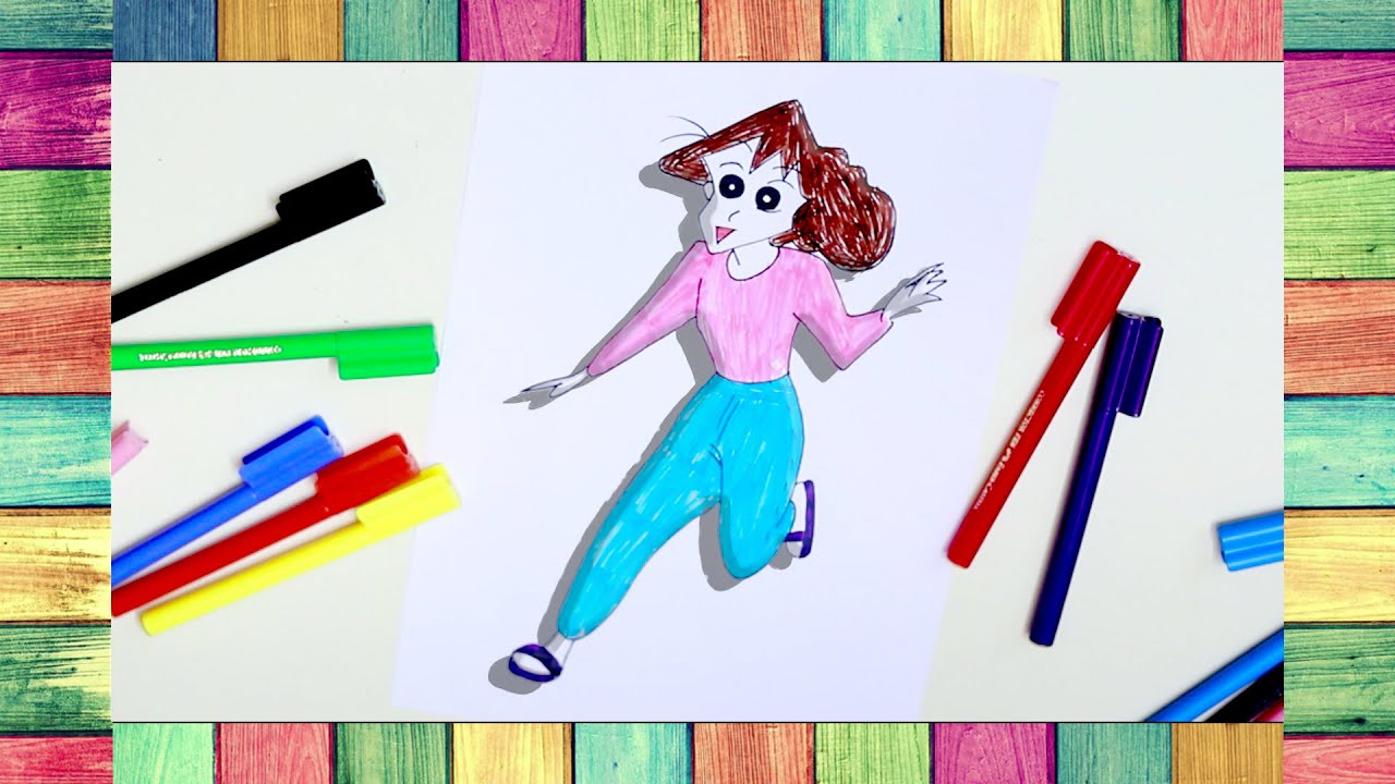 HOW TO DRAW MISAE FROM SHINCHAN CARTOON - YouTube