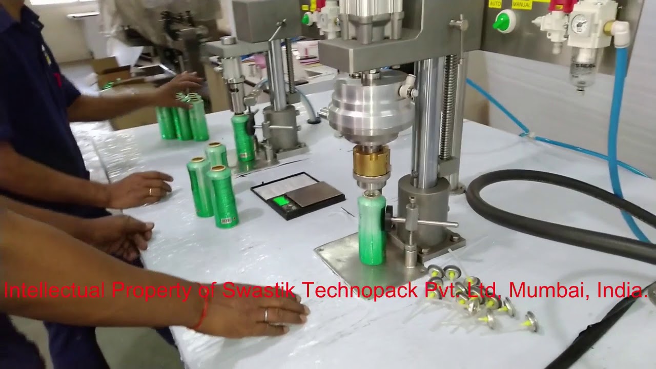 Shaving Foam Perfume Deo Aerosol Filling Crimping Gas Machine - YouTube