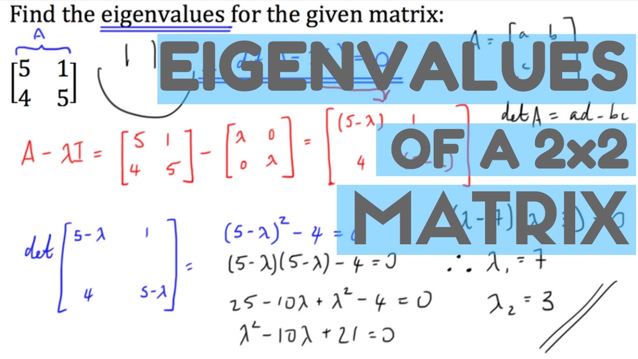 Finding Eigenvalues 2 X 2 Matrix Example Youtube 9902