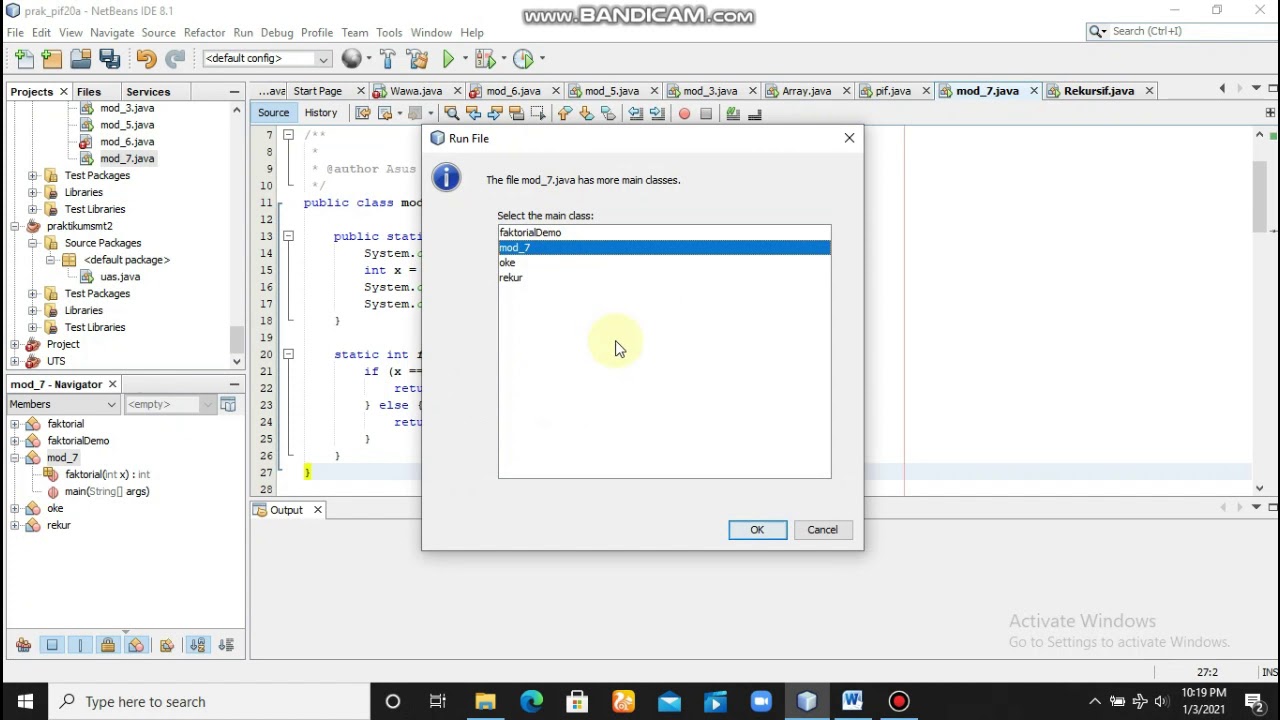 ALGORITMA PEMROGRAMAN DASAR - Rekursif Pada Program Java - YouTube