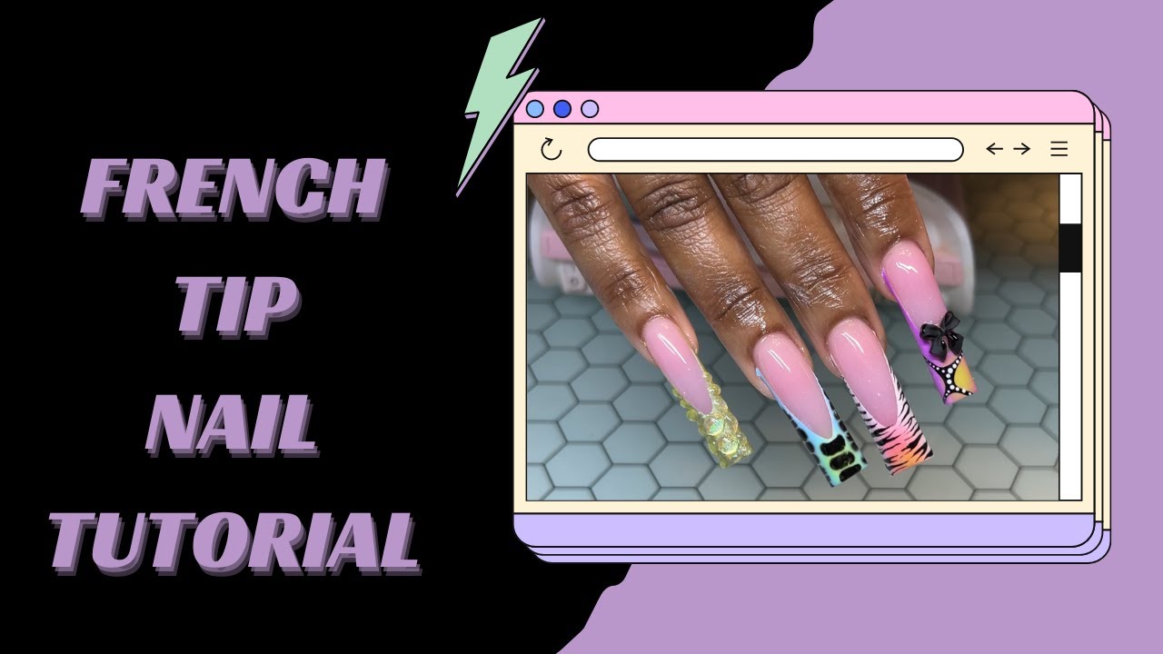 LONG FRENCH TIP NAIL SET+ SIMPLE NAIL ART | BEGINNER APPLICATION ...