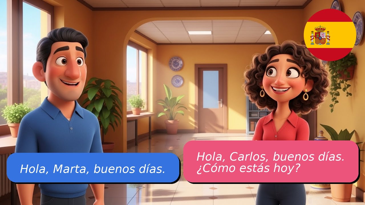 5 Short Spanish Dialogues | Office Conversations for Beginners - YouTube