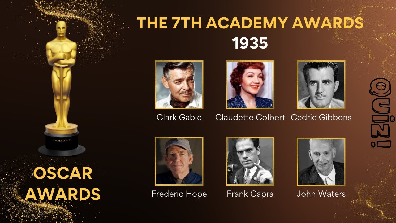 1935 Academy Awards | Clark Gable, Claudette Colbert, Cedric Gibbons ...