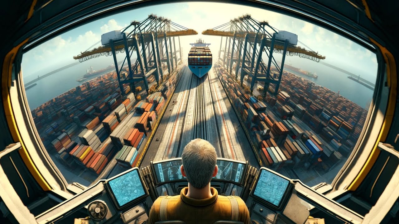 Dual Perspectives: Synced Camera Views from a Panamax Crane in Action ...