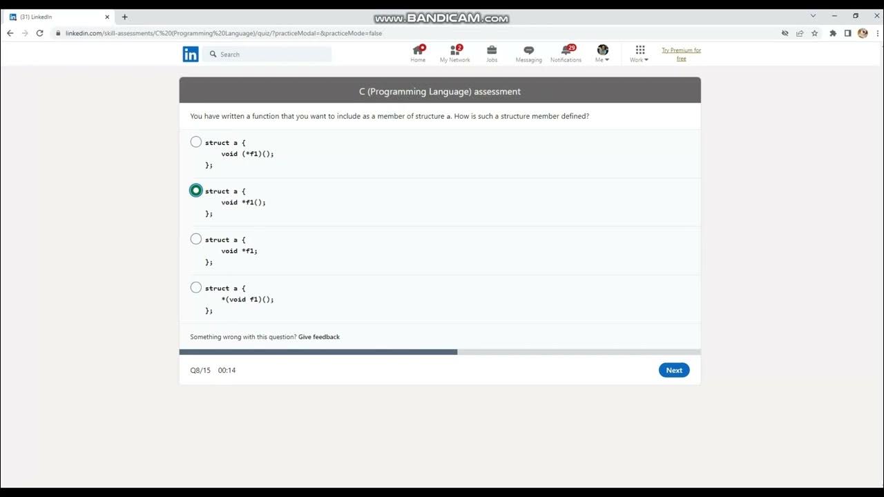 LinkedIn C (Programming Language) Assessment - YouTube