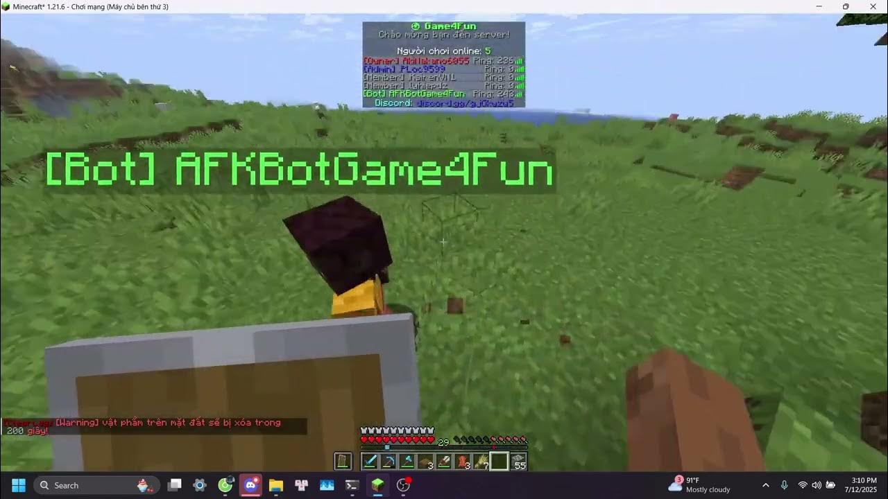 minecraft afk bot trên aternos - YouTube
