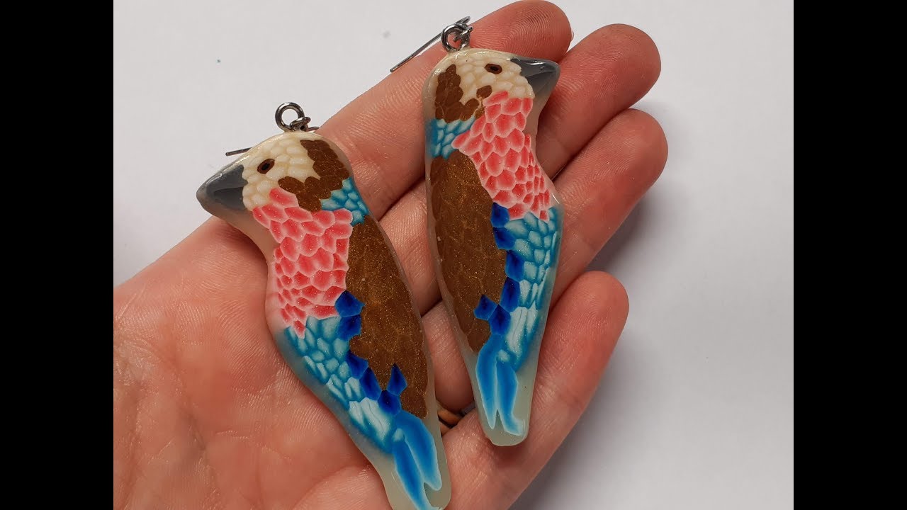 WIP Bird Cane Troupant Lilac Breasted Roller Sculpey Premo Clay used ...