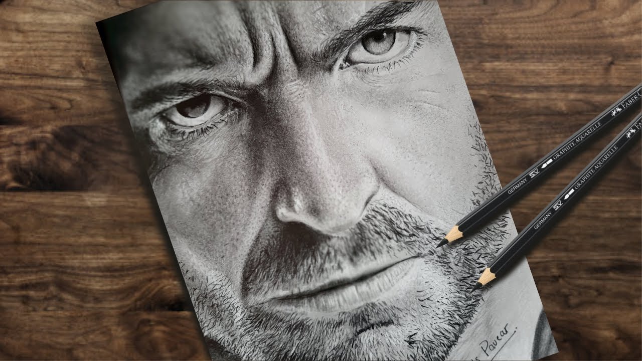 HOW TO DRAW REALISTIC PORTRAIT // HUGH JACKMAN - YouTube