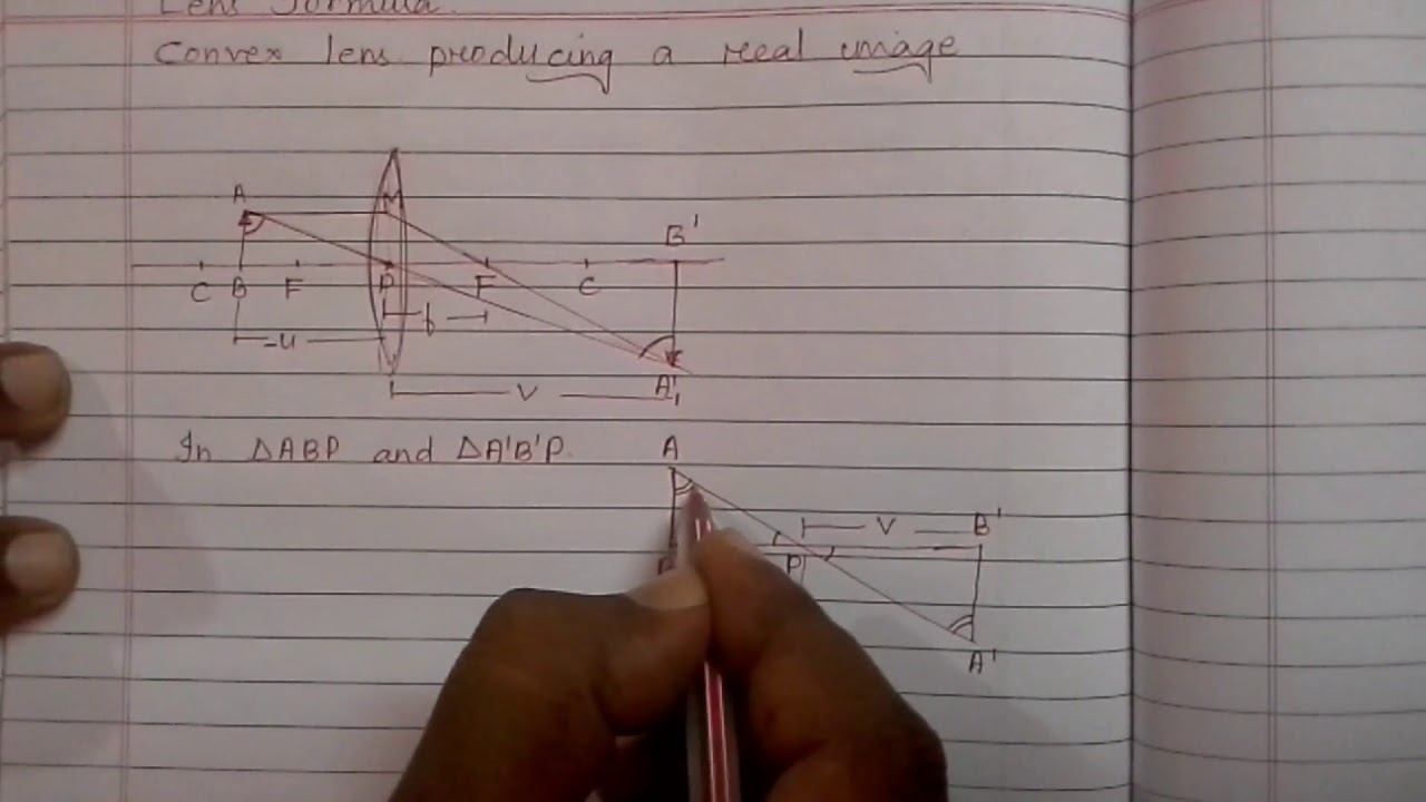 Physics : Lens formula for convex lens forming real image. - YouTube