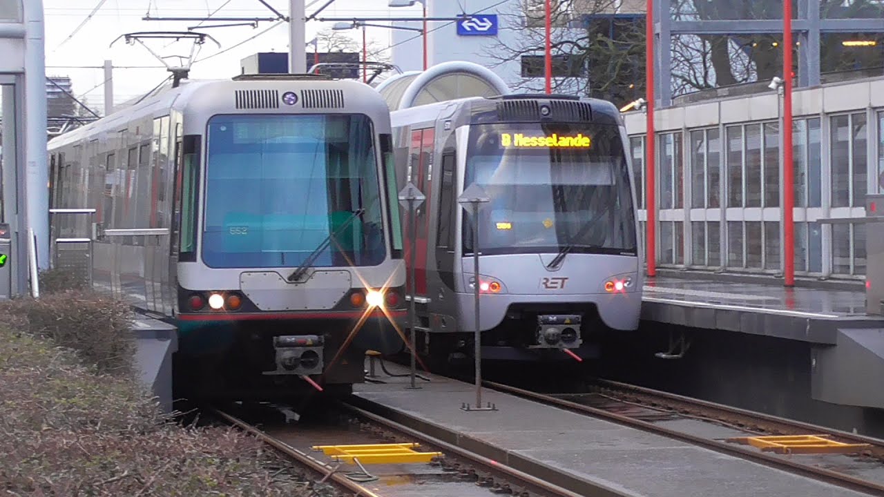 RET Metro 2*Type HSG3 en 3*Type S origineel bij station Alexander - YouTube