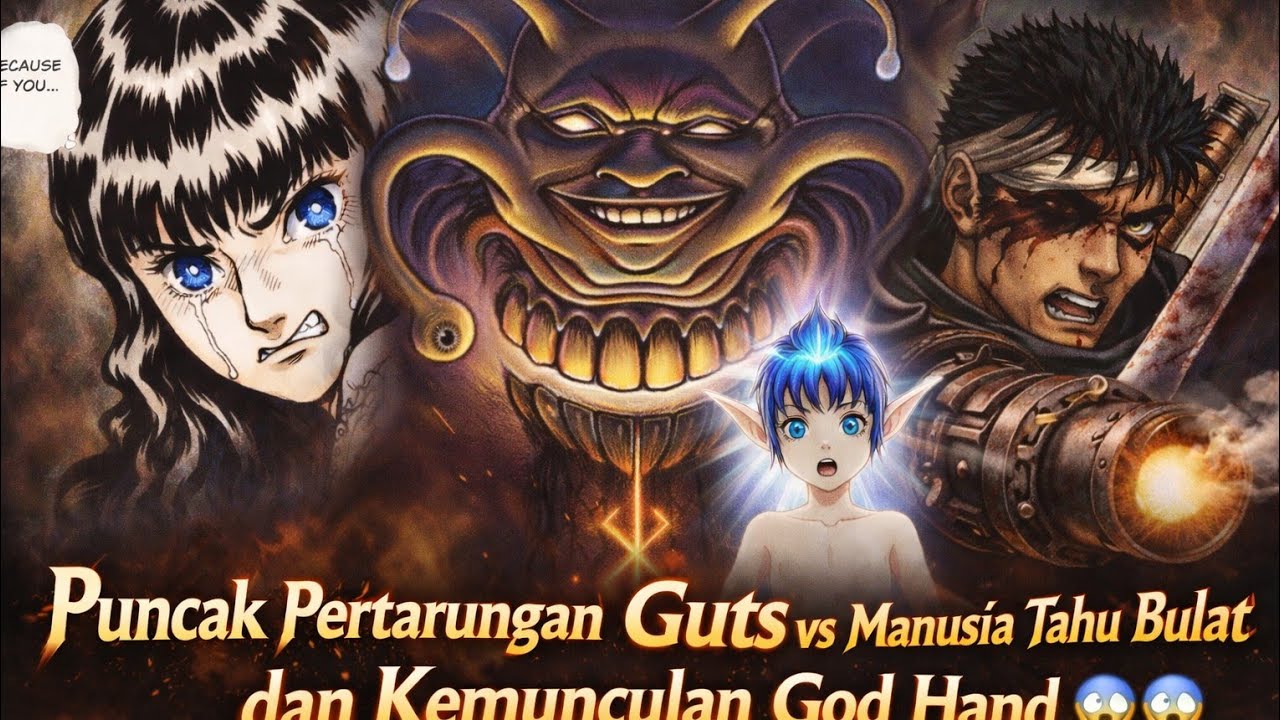 puncak pertarutngan guts vs manusia tahu bulat dan kemunculan god hand ...