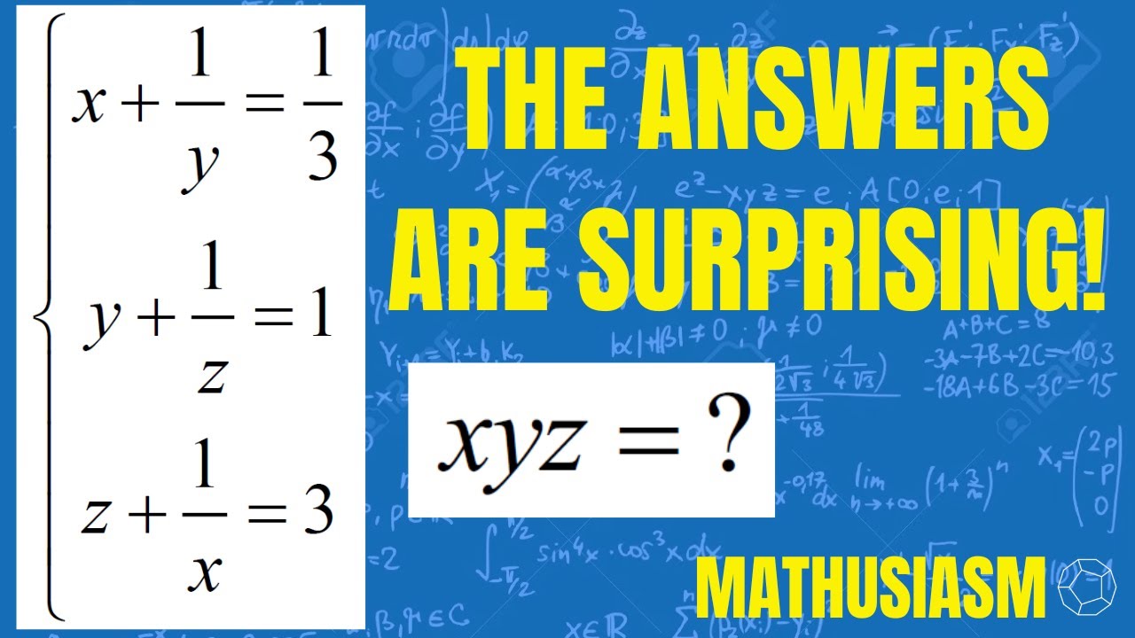 Algebra 9: Math Olympiad Problem -- System of 3 Equations - YouTube