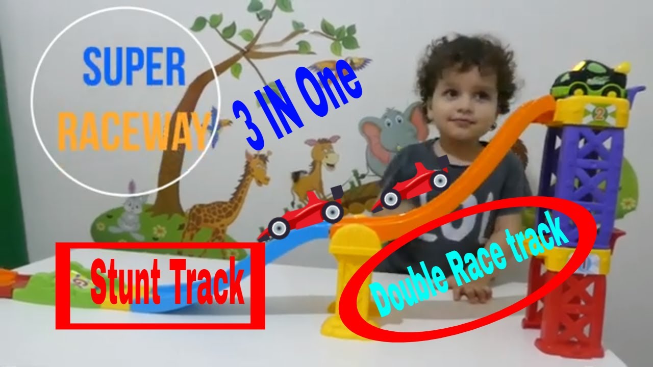 3 way Racing Ramp and Racing Cars toys review #stunt track #super ...