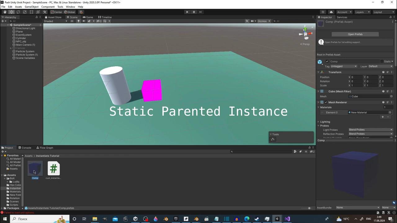 Unity 3d Tutorial C# - Instantiate, moveing cube Spawns rigid bodies and static parented objects ...