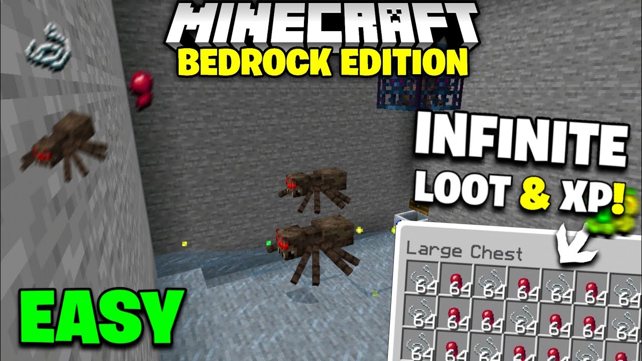 1.18 AFK SPIDER XP FARM TUTORIAL IN MINECRAFT BEDROCK (MCPE, XBOX, PS ...