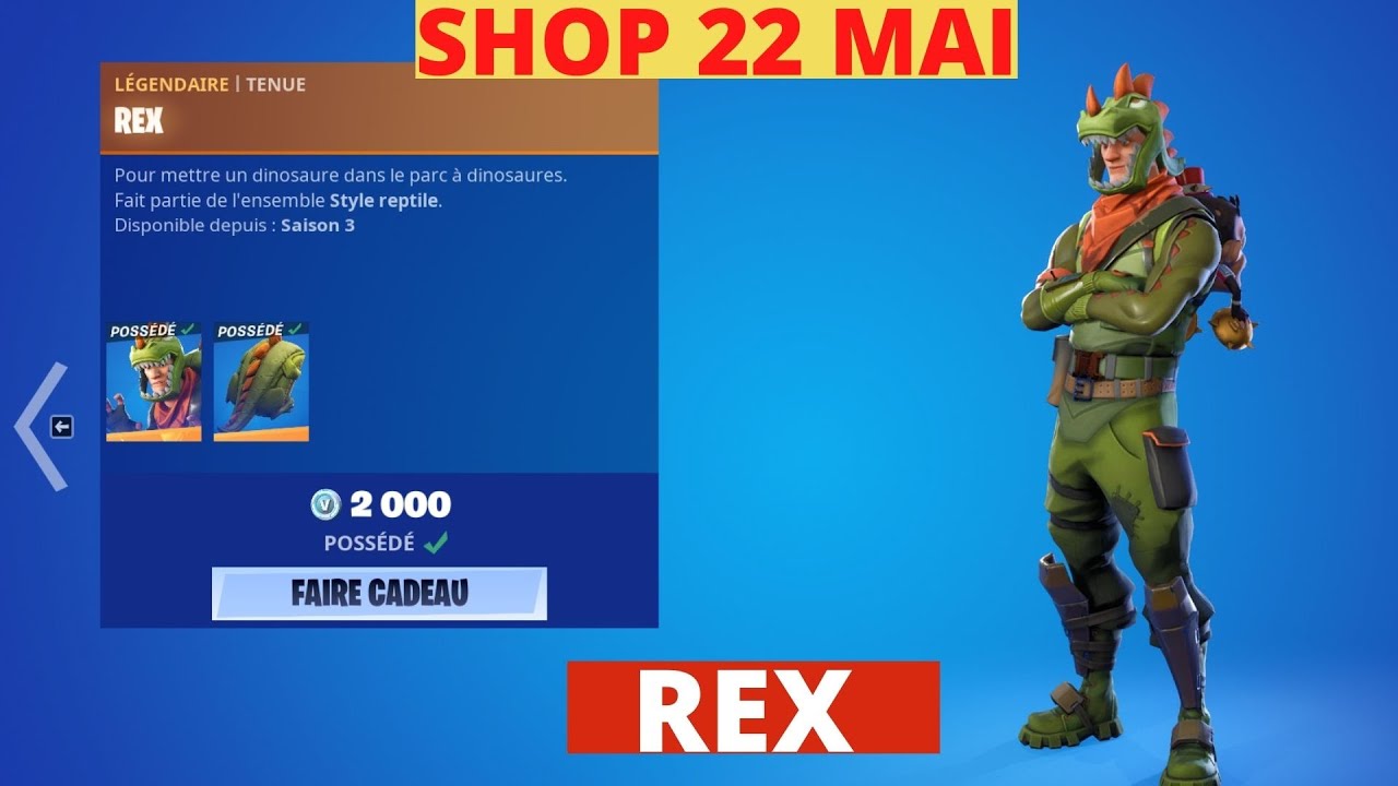 *NEW* REX SKIN FORTNITE EMOTE BOUTIQUE 23 MAI FORTNITE BATTLE ITEM SHOP ...