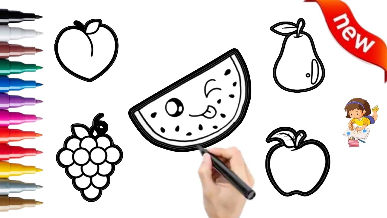 let's learn how to draw fresh fruits together /delicious fruits drawing ...