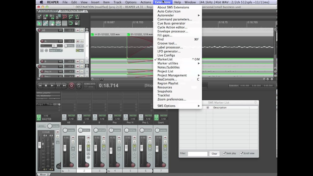 Source Destination Editing in Reaper - YouTube