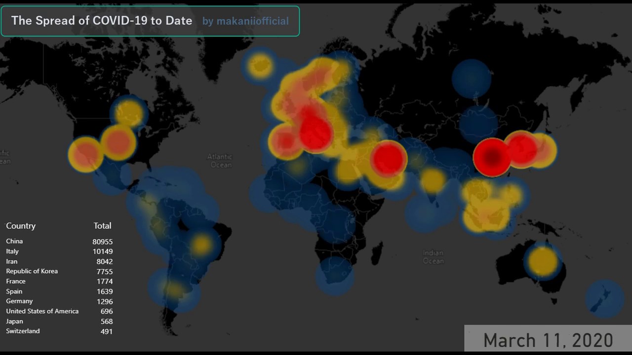 Corona Virus Spread Heat Map - YouTube
