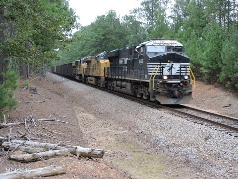 HD: NS 8145 leads NS Train 708 in Lowell, GA - YouTube