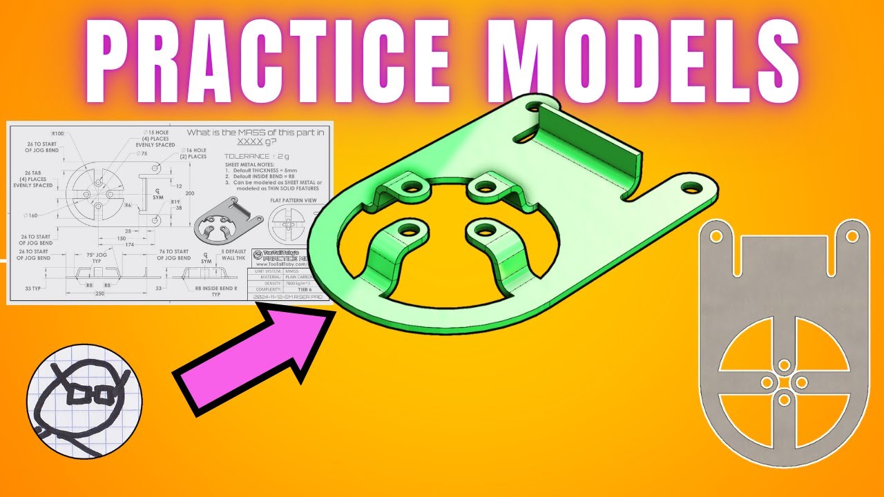 2D to 3D SHEET METAL CAD PRACTICE MODEL- Free Drawing Exercise for 3D ...