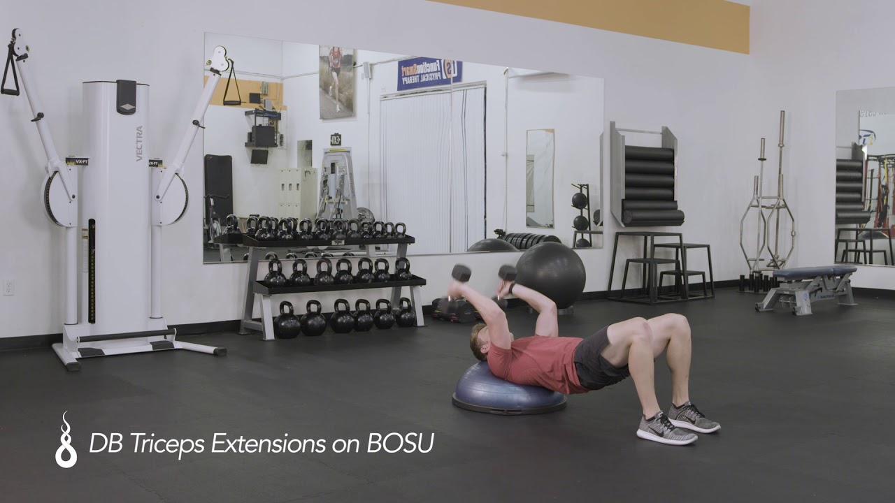 DB Triceps Extensions on BOSU - YouTube