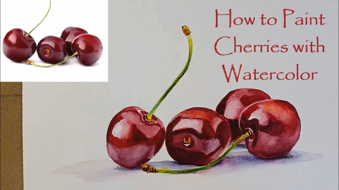 How to Paint Cherries with Watercolor | Easy Tutorial - YouTube