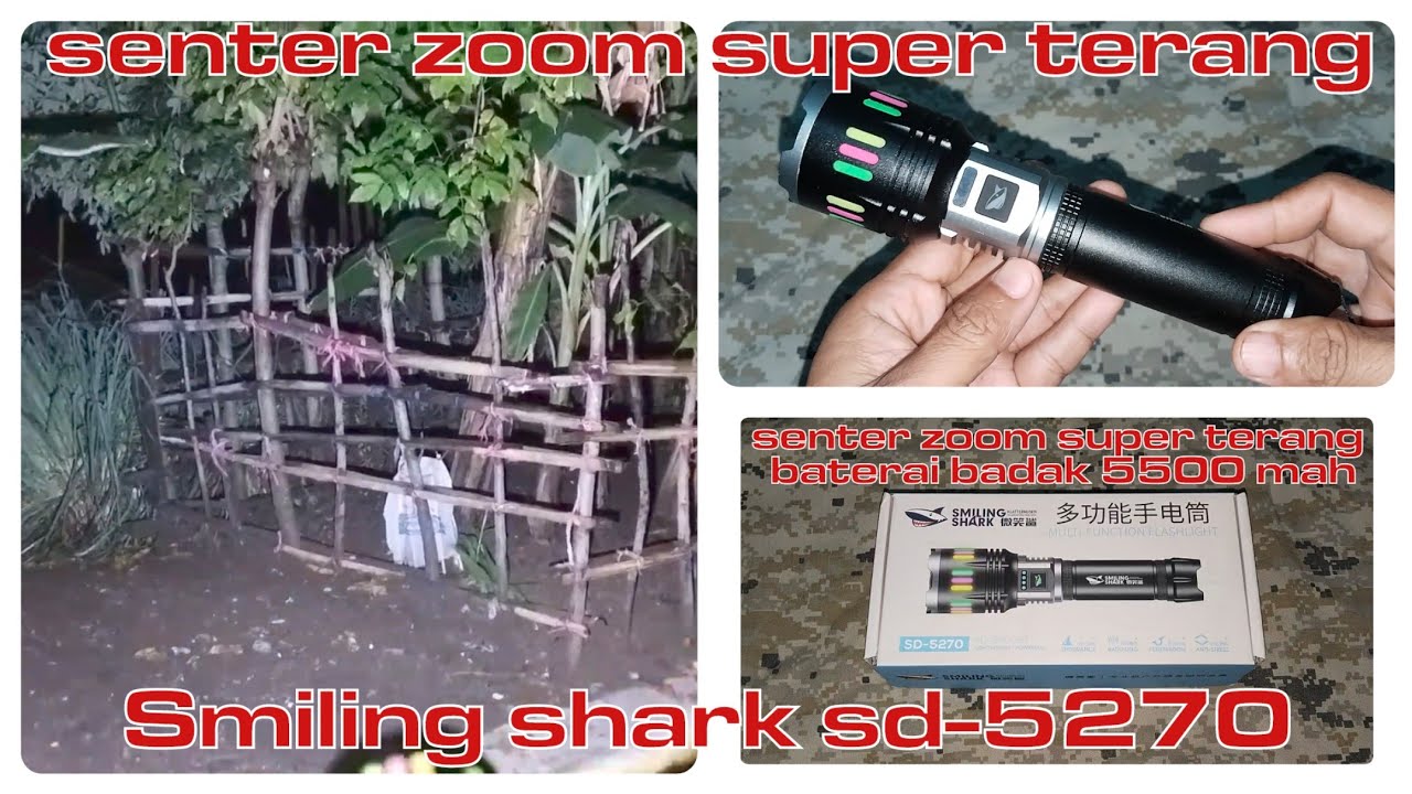 Senter zoom super terang Smiling Shark SD-5270 - YouTube