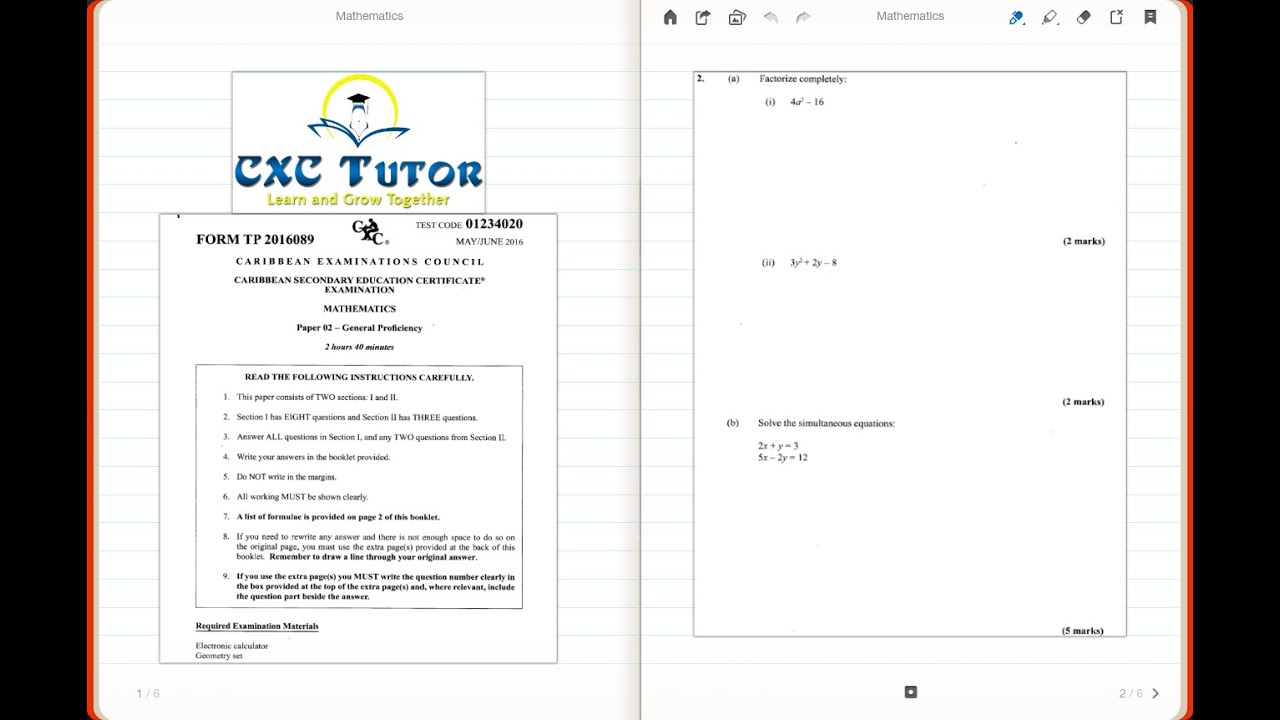 CXC Tutor Exam Solutions - May 2016 Math Paper 2 Q 2a - YouTube