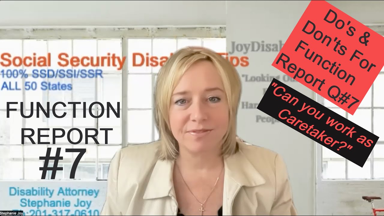 Big NO NO When Doing Q#7 of Social Security Disability Function Report ...