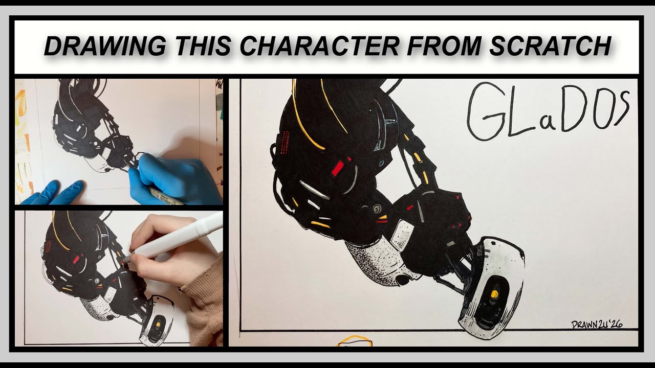 Drawing This Charactor From Scratch: GLaDOS From Portal - YouTube