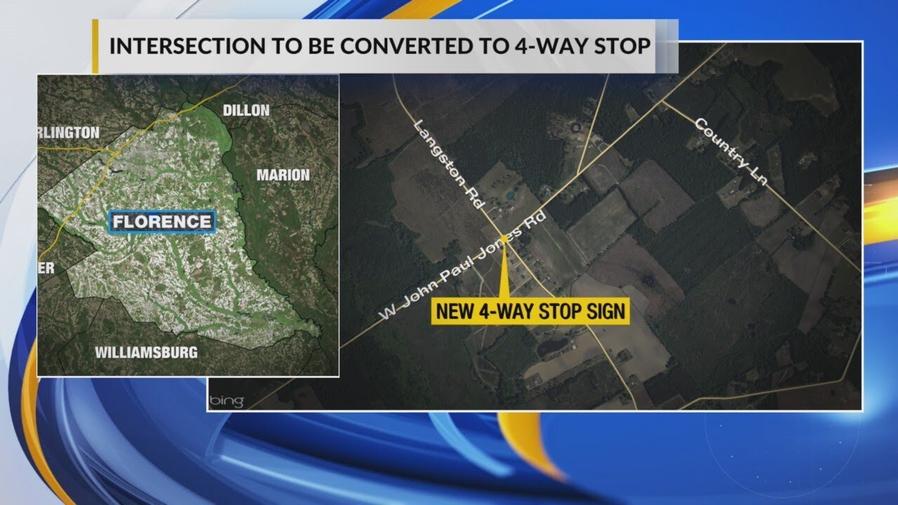 Florence County intersection to be converted into 4-way stop, SCDOT ...