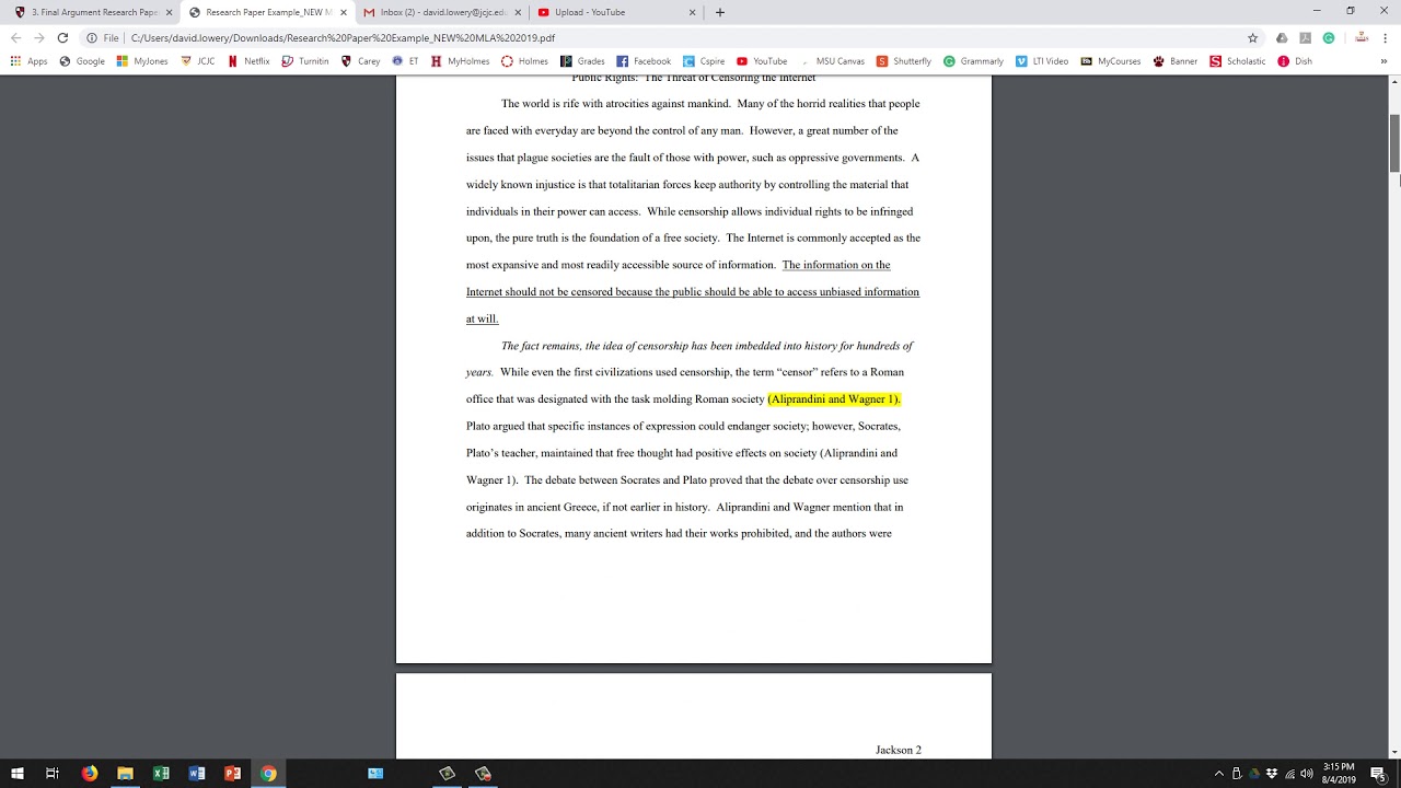 Final Research Paper - YouTube