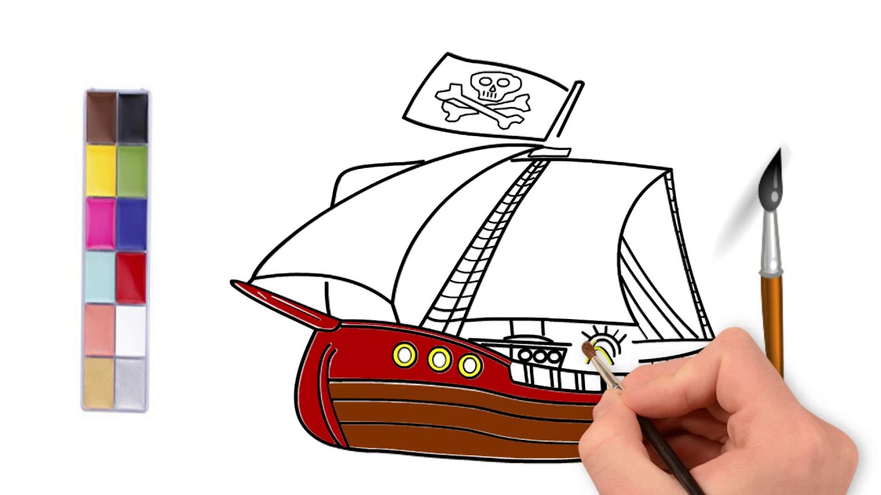 Como Desenhar Um Navio || Drawing and Coloring a Pirate Ship - YouTube