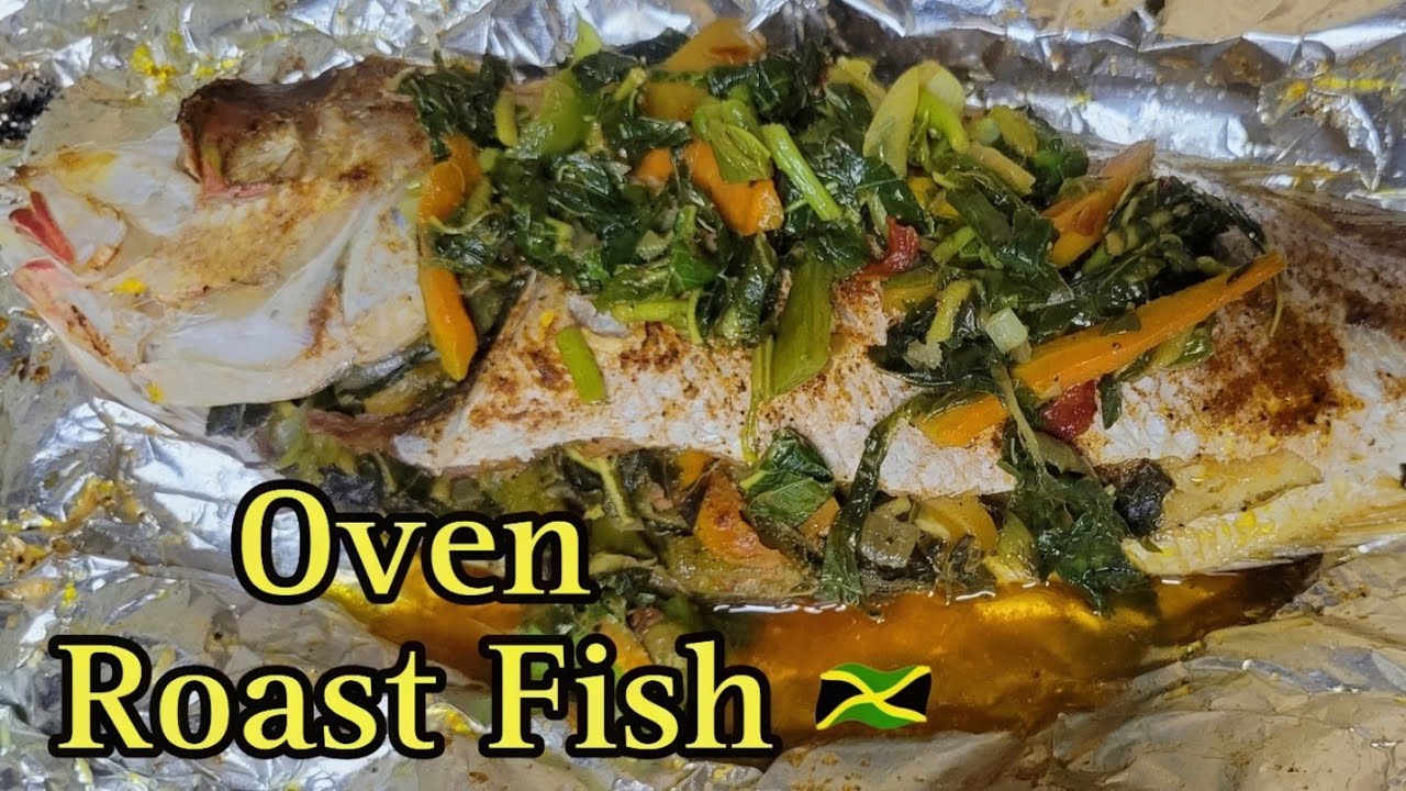 Callaloo Stuff Oven Roast Snapper Fish Jamaican Style - YouTube