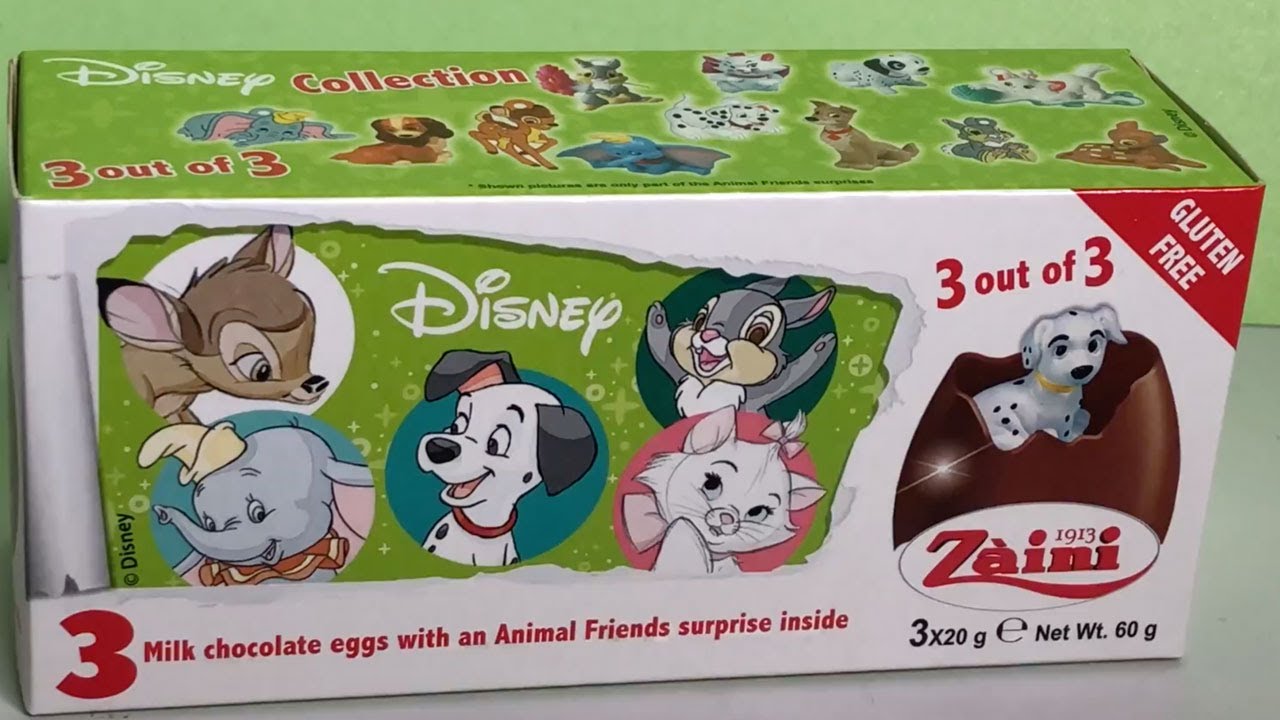 Disney Animal Character Chocolate Surprise Eggs Zaini - YouTube