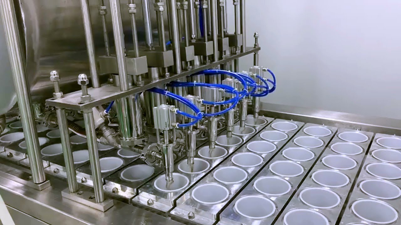 automatic butter cheese cups filling and sealing machine roll film heat ...