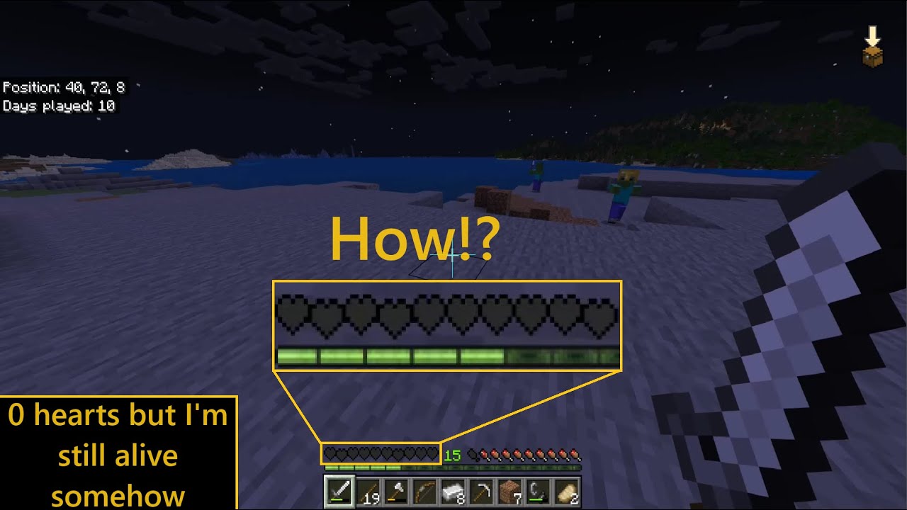 Surviving with 0 hearts in Minecraft... somehow. - YouTube