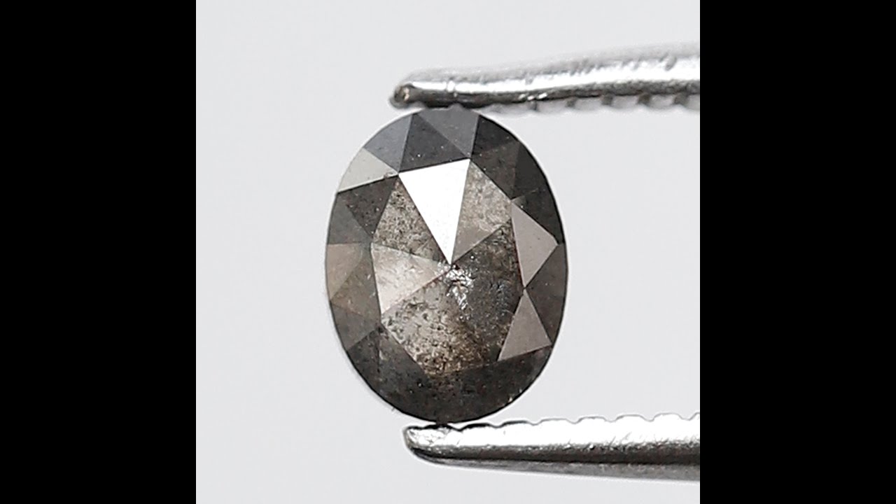 0.52 Ct Oval Shape Salt and Pepper Diamond 5 MM Grey Black Color ...