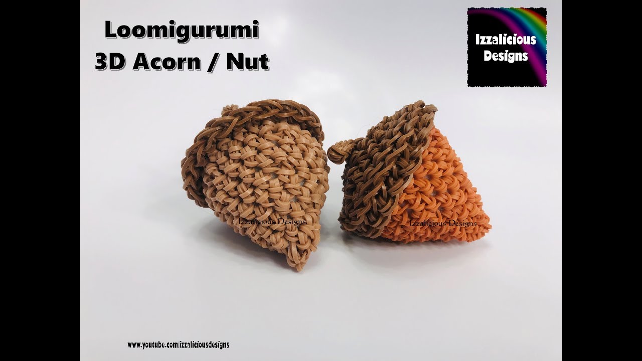 Rainbow Loom Loomigurumi Acorn / Loomigurumi Nut made w/ loom bands ...