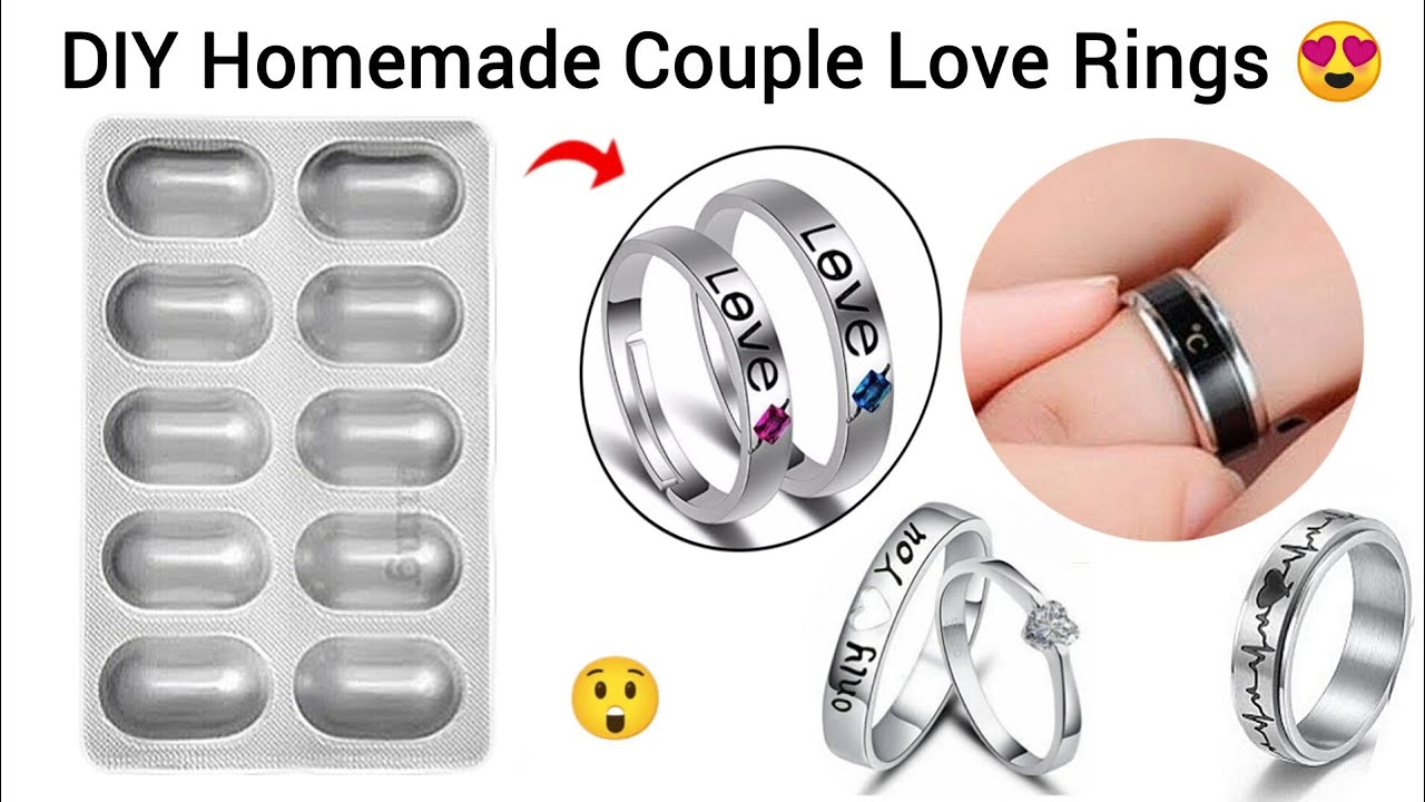 How to make Couple Love Rings 😍🥰/easy ring making at home /diy love ...