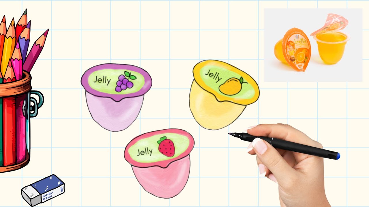 Cute jelly drawing - Jelly pudding drawing - Vẽ Thạch rau câu cute ...