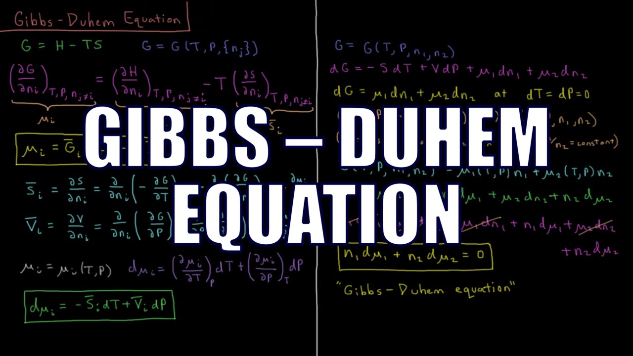 Chemical Thermodynamics 8.2 - Gibbs-Duhem Equation - YouTube