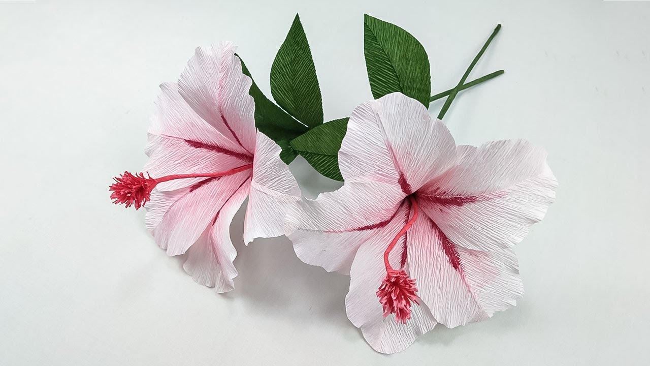 Easy Hibiscus Flower Making From Crepe Paper Origami | Paper Flowers ...