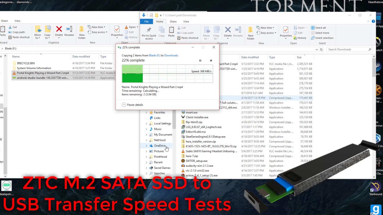 ZTC M2 SATA SSD to USB 3 Transfer Speed Tests - YouTube