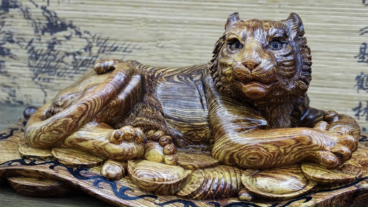 WOOD CARVING A TIGER, amazing woodworking projects - YouTube