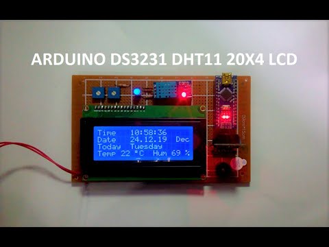 ARDUINO NANO || 20X4 LCD || DS3231 temperature Sensor || DHT11 humidity Sensor - YouTube