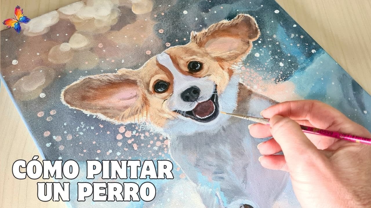 Cómo pintar un Perro Feliz en 45 minutos / Acrílico para principiantes ...